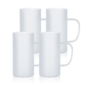 PYD Life Sublimation Glass Blanks Mug Frosted Glass Tumblers 22 OZ Coffee Beer Mugs Cups with Handle for Cricut Mug Press and Tumbler Heat Press 4 Pack