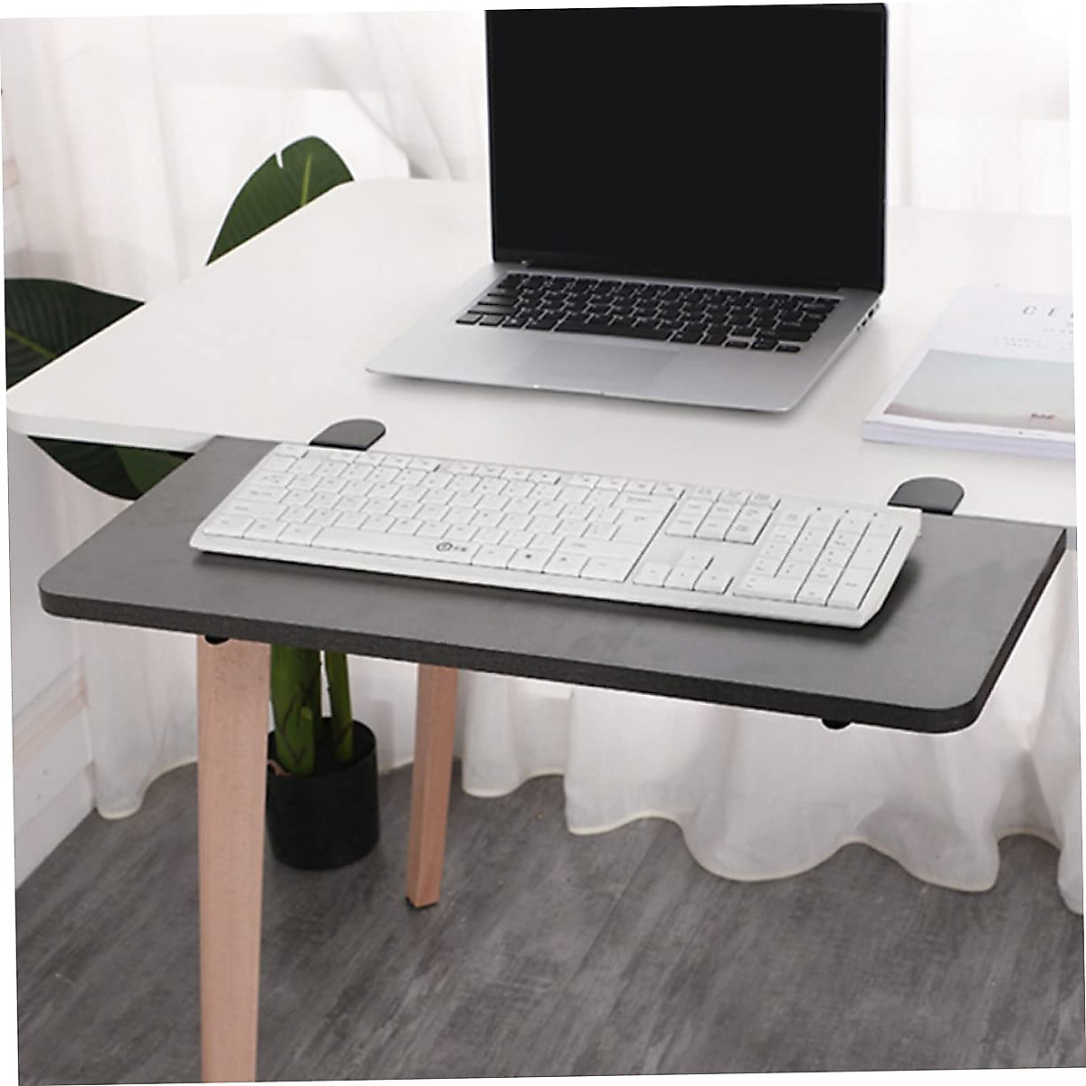 Keyboard Tray 1 Set Foldable Bracket Computer Tray Adjustable Office Desk Drawer Rail Bracket Under Desk Shelf Keyboard