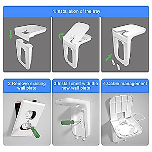 Suptek Wall Outlet Shelf, Home Wall Shelf Organizer for Outlets, Perfect for Bathroom, Kitchen, Bedrooms,Ideal for Cell Phone,Speaker up to 20lbs,With Cable Management and Detachable Hooks,White(S3W)