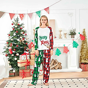 Christmas Pajamas for Family Matching Family Christmas Pajamas Set PJS Holiday Xmas Family Jammies Sleepwear(#119-Women, Medium)