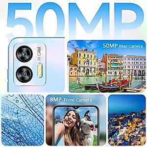 OUKITEL C35 Cellphone Unlocked,12GB RAM+256GB ROM,6.56" HD Screen Smartphone with 5150mAh Battery,50MP+8MP Camera,4G Dual SIM Android 13 Phone (Blue)