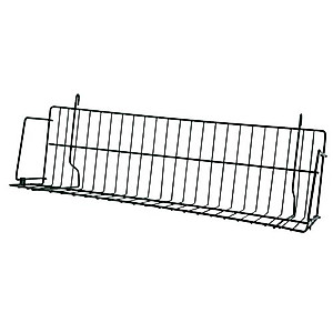 24 x 12 x 6 inch Black Downslope Shelf with 4 Inch Slanted Front Lip - for Wire Grid