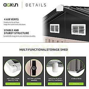 Aoxun Outdoor Storage Shed Waterproof, 4X 6FT and Garden Shed for Bike, Garbage Can, Tool, Lawnmower, Outdoor Metal Shed for Backyard, Patio, Brown