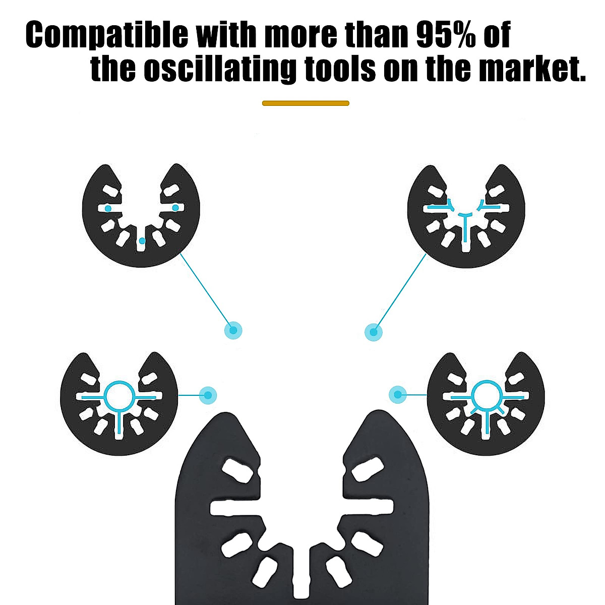 3PCS Oscillating Saw Blades, Wood Metal Multitool Quick Release Blades for Cutting PVC Carpet and Cardboard, Fit Dewalt Rockwell Milwaukee Makita Dremel Bosch Ridgid Craftsman, Black