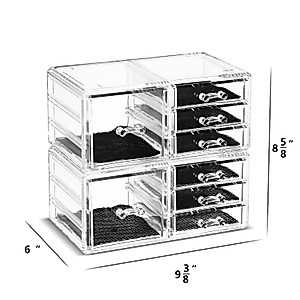 Felicite Home Acrylic Jewelry and Cosmetic Storage Makeup Organizer Set, 5 Piece，Large