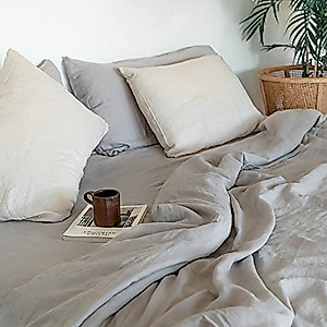 Natural Linen Duvet Cover from Baloo, Removable Cover for Weighted Blankets - Soft, Premium, Breathable French Linen, 42x72 inches, Dove Grey…