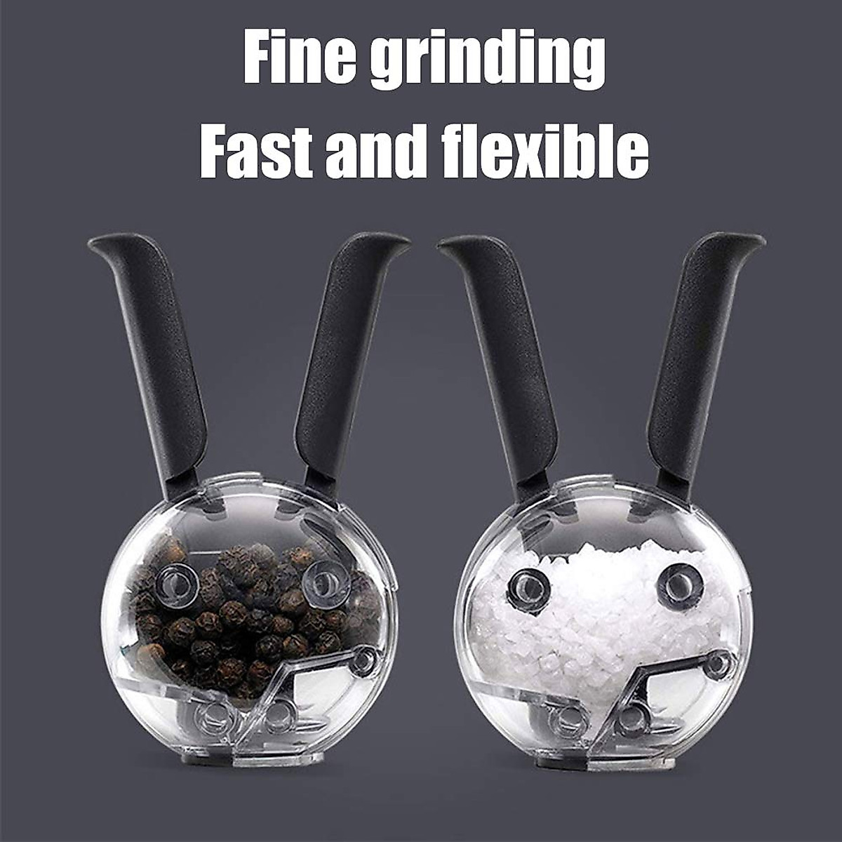 Salt and Pepper Grinder Manual Spice Grinder Multifunctional Kitchen Tools Black Rabbit Ears Design Abrader,Not Mini
