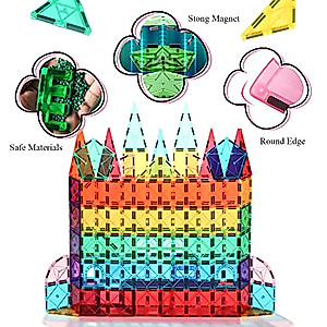 Aquadawn 110 Pieces Magnetic Building Tiles Set with 2 Cars, Magnetic Building Blocks for Toddlers 1-3, Educational Toys Tiles for Kids Ages 4-8, 3D Magnet Building Blocks Toys Gifts for Girls Boys