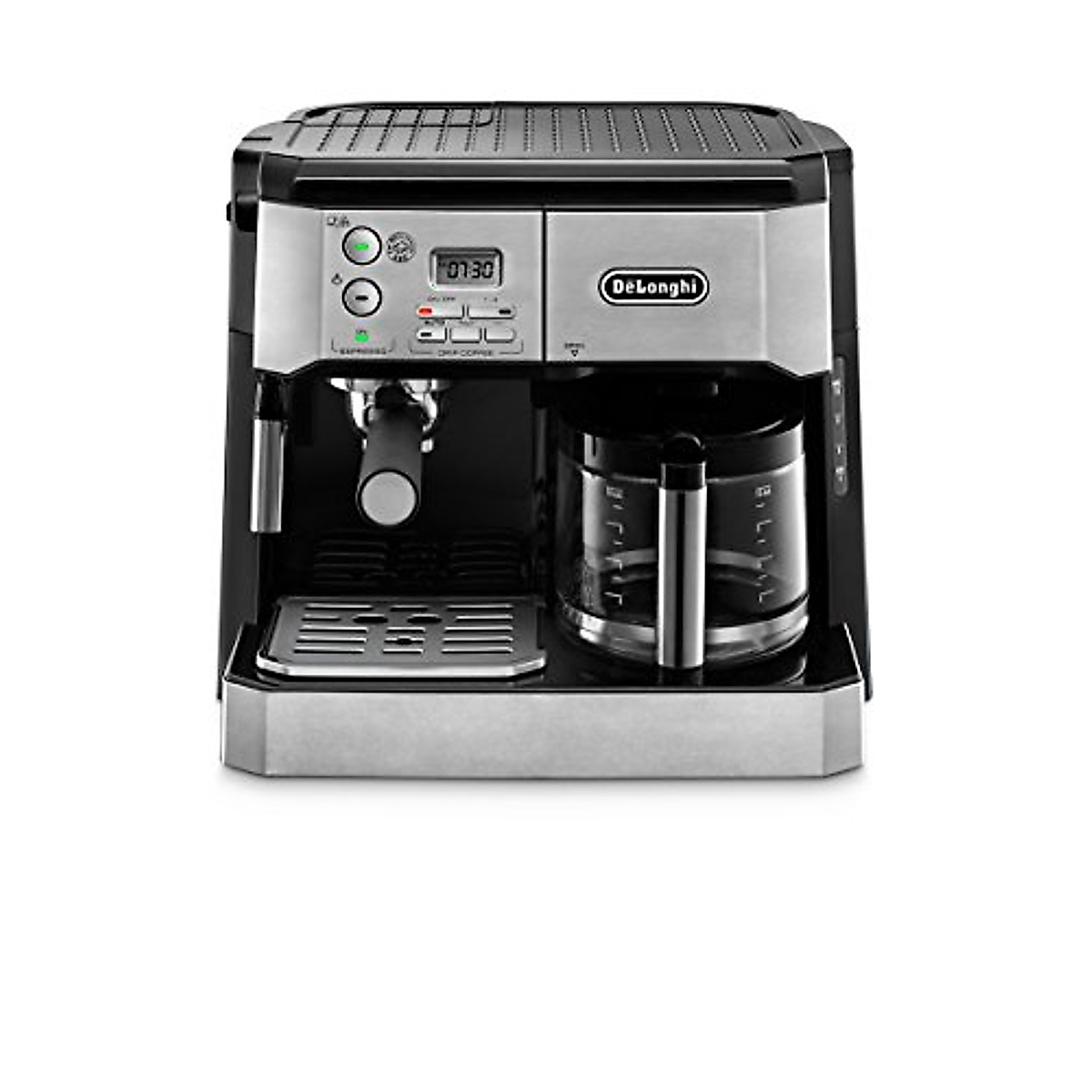 DeLonghi BCO430 Combination Pump Espresso and 10-Cup Drip Coffee Machine with Frothing Wand, Silver and Black