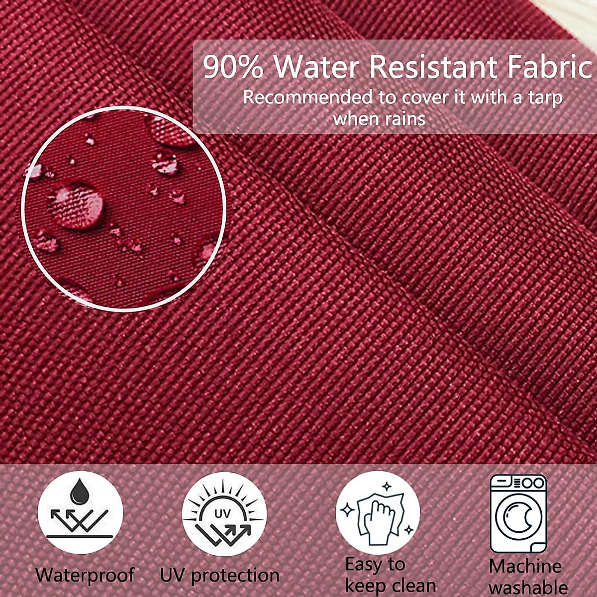 Sqodok Outdoor Cushion Covers 14Pcs Patio Cushion Slipcovers, Replacement Waterproof with Zipper for 6-Seaters Sofa, Outdoor Furniture Cushion Slipcovers Set Seat and Back, Covers Only, Dark Red