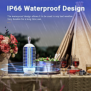 Cordless Bug Zapper Outdoor & Fly Zapper Indoor & Wireless Mosquito Zapper Portable Camping Bug Zapper Fly Trap 2500mAh Bug Zapper Electric Trap Ideal for Fly Traps (White 2 Pack)