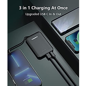 Alongza Small Portable Phone Charger 4500mAh Power Bank with Built-in Cable USB C Fast Lightweight Battery Pack Cell Phone Charger Slim Clutch Charger External Battery Backup for iPhone,Android