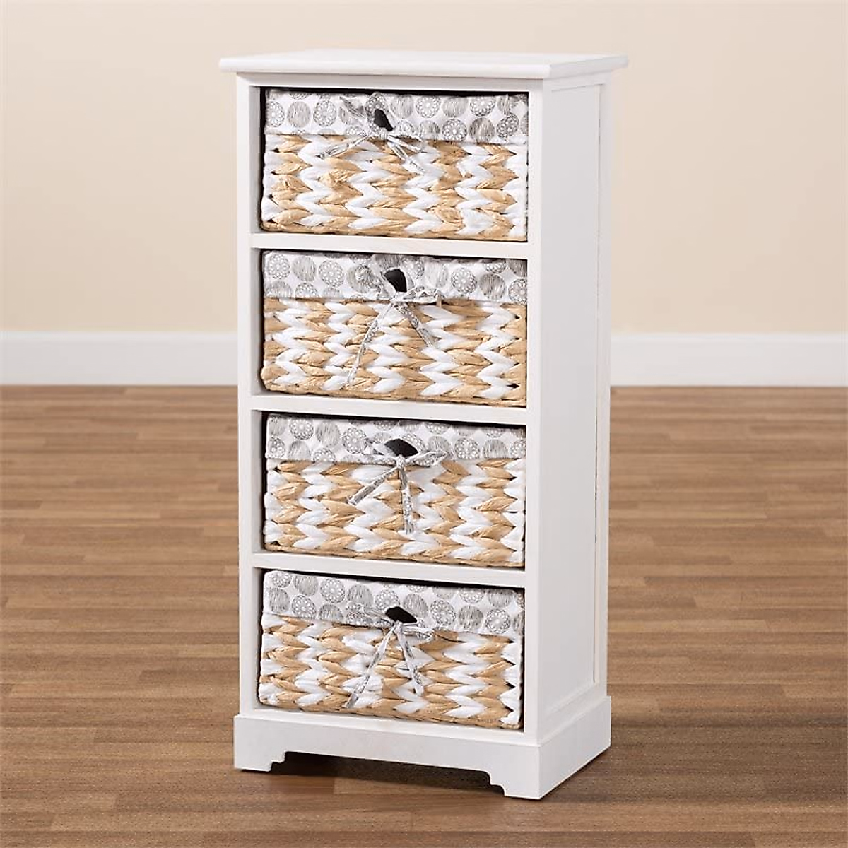 Baxton Studio Rianne Modern Transitional White Finished Wood 4-Basket Storage Unit