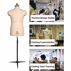 lyf Plus Size Sewing Male Mannequin Torso with Tripod Stand, Mens Dressmakers Manikin Body, for T-Shirts/Jackets Teaching Dress Forms ( Size : XXXL 110 )