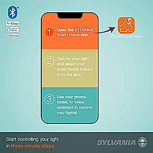 SYLVANIA SMART+ Bluetooth Soft White A19 LED Bulb, Compatible with Alexa, Apple HomeKit and Google Assistant, 1 pack