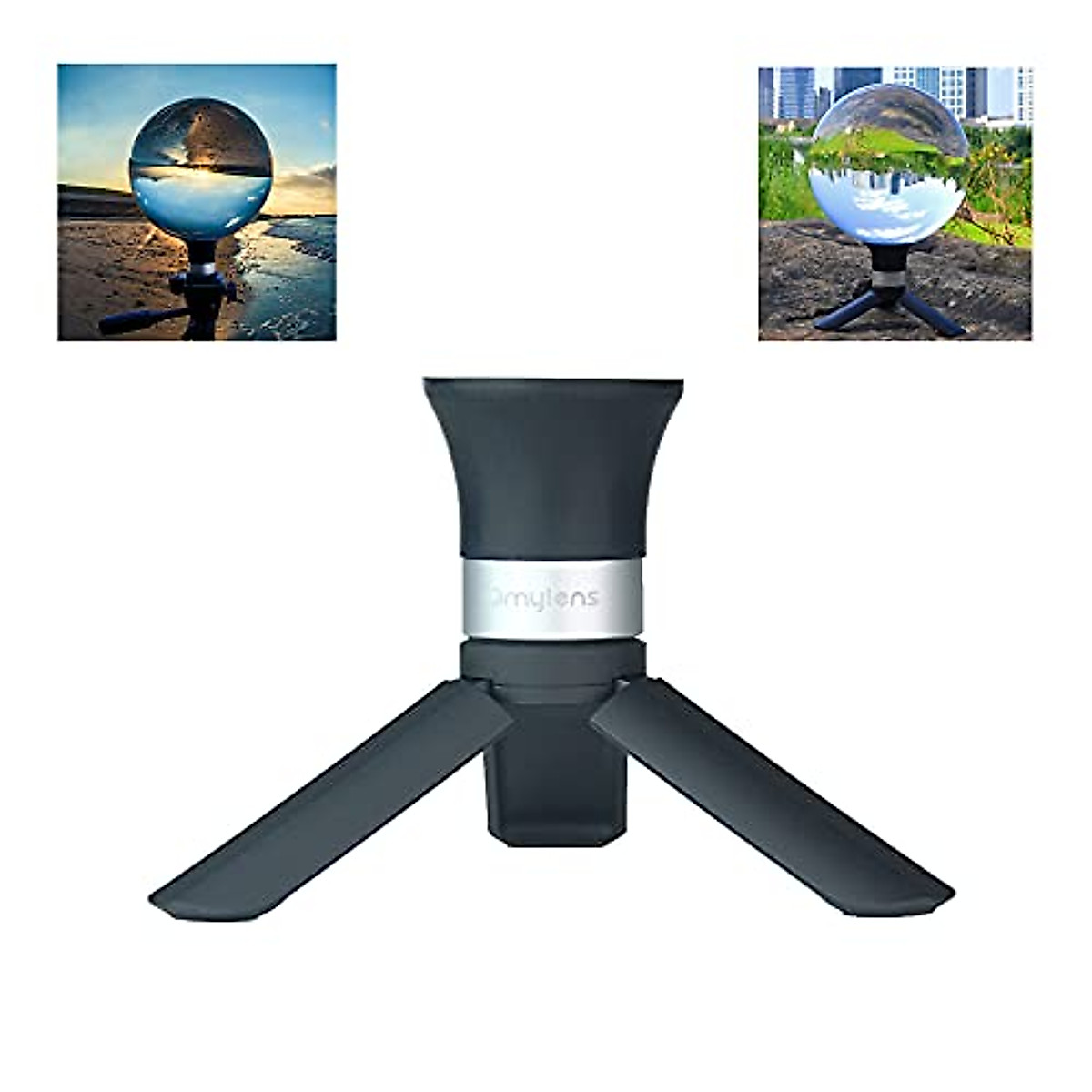 Lens Balls Stand for Photography, Supports 60mm to 150mm(6 inch) Crystal Ball, Lensball Holder, Suction Mount Cup+ Alumina Base (1/4"-20 General Internal Thread) + Mini Tripod