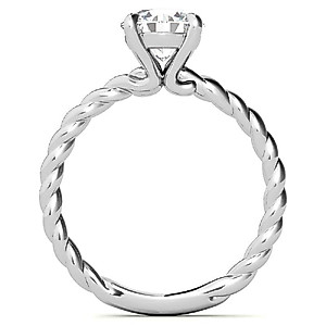 Kiara Gems 1.20 Carat Round Moissanite Engagement Ring Wedding Eternity Band Vintage Solitaire Halo Setting Silver Jewelry Anniversary Promise Vintage Ring Gift for Her (7)