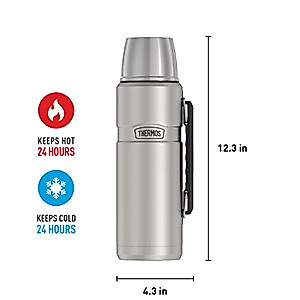 THERMOS Stainless King Vacuum-Insulated Beverage Bottle, 40 Ounce, Matte Steel