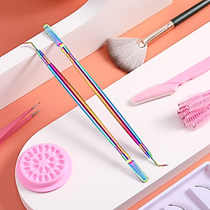 Chumia 2 Pieces Eyelash Lift Perm Tool Lash Separator Tint Tool Stainless Steel Metal Lash Lift Rods for Eyelash Eyebrow Perming Tinting Curling Extensions Supplies(Multi Color)