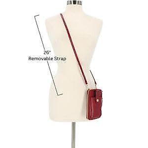 Mundi Jacqui RFID Blocking Crossbody Wallet Bag for Women, Compact Travel Size Cell Phone Holder Purse Vegan Leather, Red