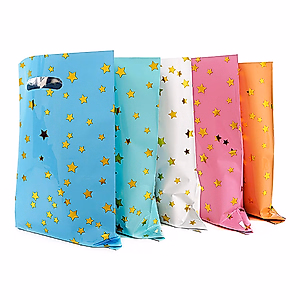 saizone 25pcs Party Favors Bags,Birthday Goodie Candy Bags,Goodie Bags for Kids Birthday Party,Loot Bags for Kids Birthday Party with Star Pattern,5 Colors