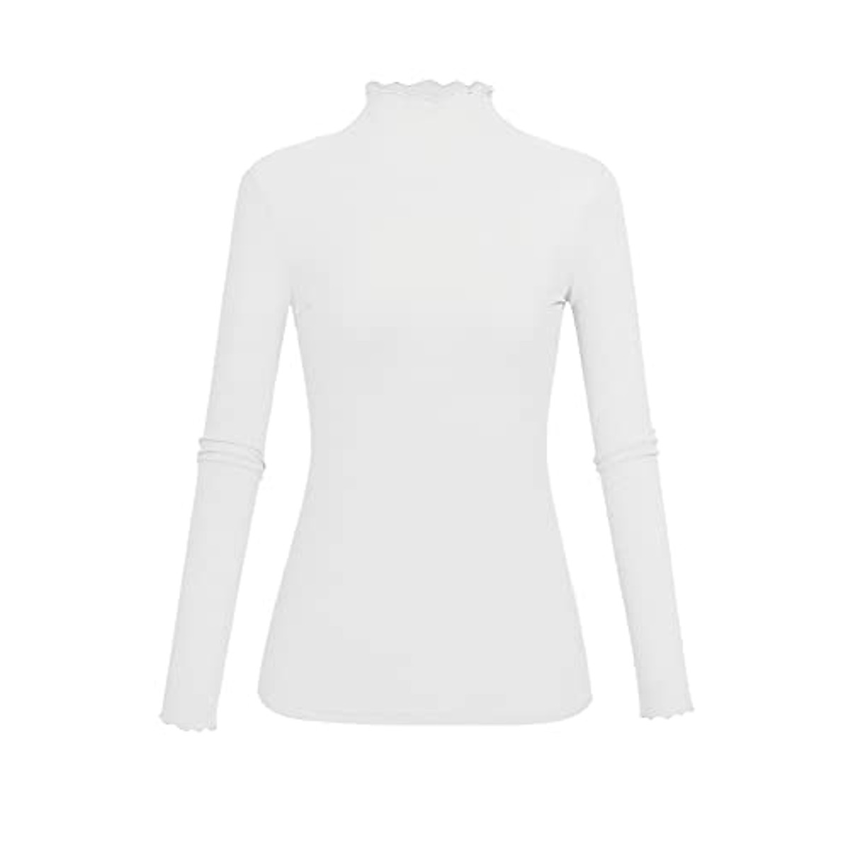 KLOTHO Long Sleeve Shirts for Women Dark Academia Clothing White Mock Turtleneck Top Large