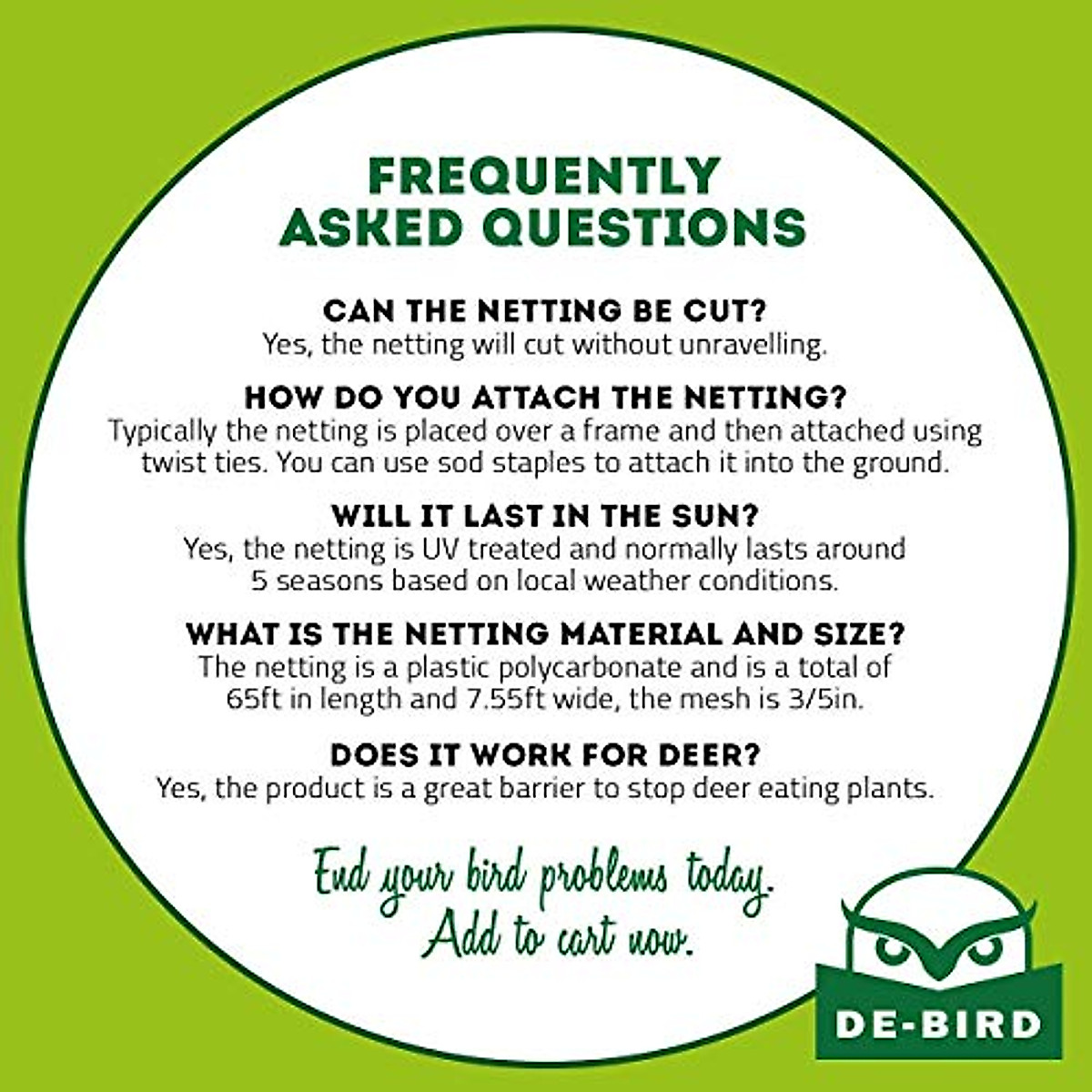 De-Bird Bundle Includes: Balloon Bird Repellent 3-Pk Scary Eye Balloons to Keep Birds Away & Heavy Duty Bird Netting to Protect Plants