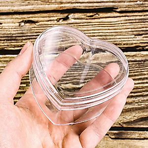 2Pcs Transparent Plastic Heart Shaped Acrylic Box with Lid Mini Storage Candy Boxes Cube Organizer Containers for Tiny Jewelry Party Favors Supplies