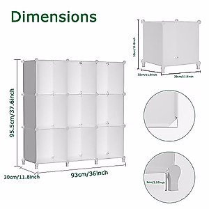 FUNLAX Cube Storage Organizer, 9 Cube Shelf, Cubical Storage Shelves, Cubby Shelving, Modular Storage Cube Suitable for Bookself, Clothes, Closet Organizers and Storage (9 Cube, White)