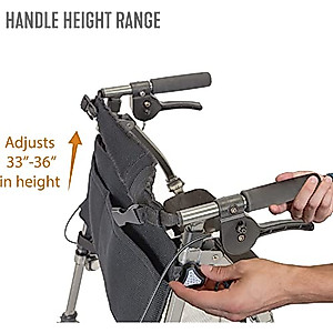 Stander EZ Fold-N-Go Rollator, Lightweight Folding Mobility Rolling Walker for Seniors and Adults, 6-inch Wheels, Locking Brakes, and Padded Seat with Backrest, Regal Rose