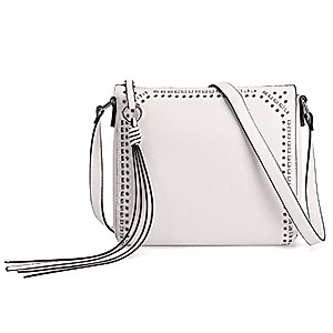 seOSTO Medium Crossbody Bags for Women, Shoulder Bag with Tassel Crossbody Purse Multi Pocket Bags(White)