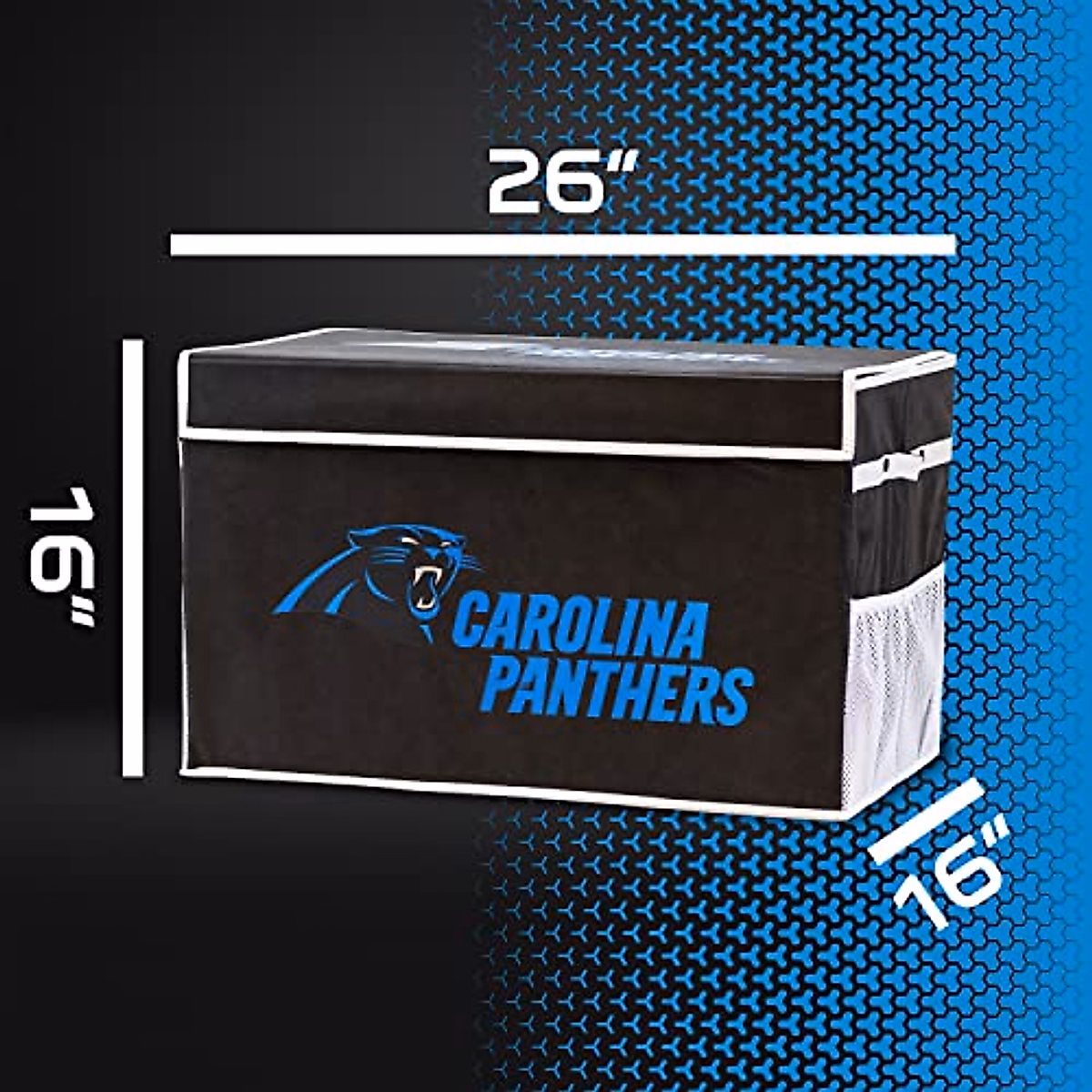 Franklin Sports NFL Carolina Panthers Folding Storage Footlocker Bins - Official NFL Team Storage Organizers - Collapsible Containers - Large