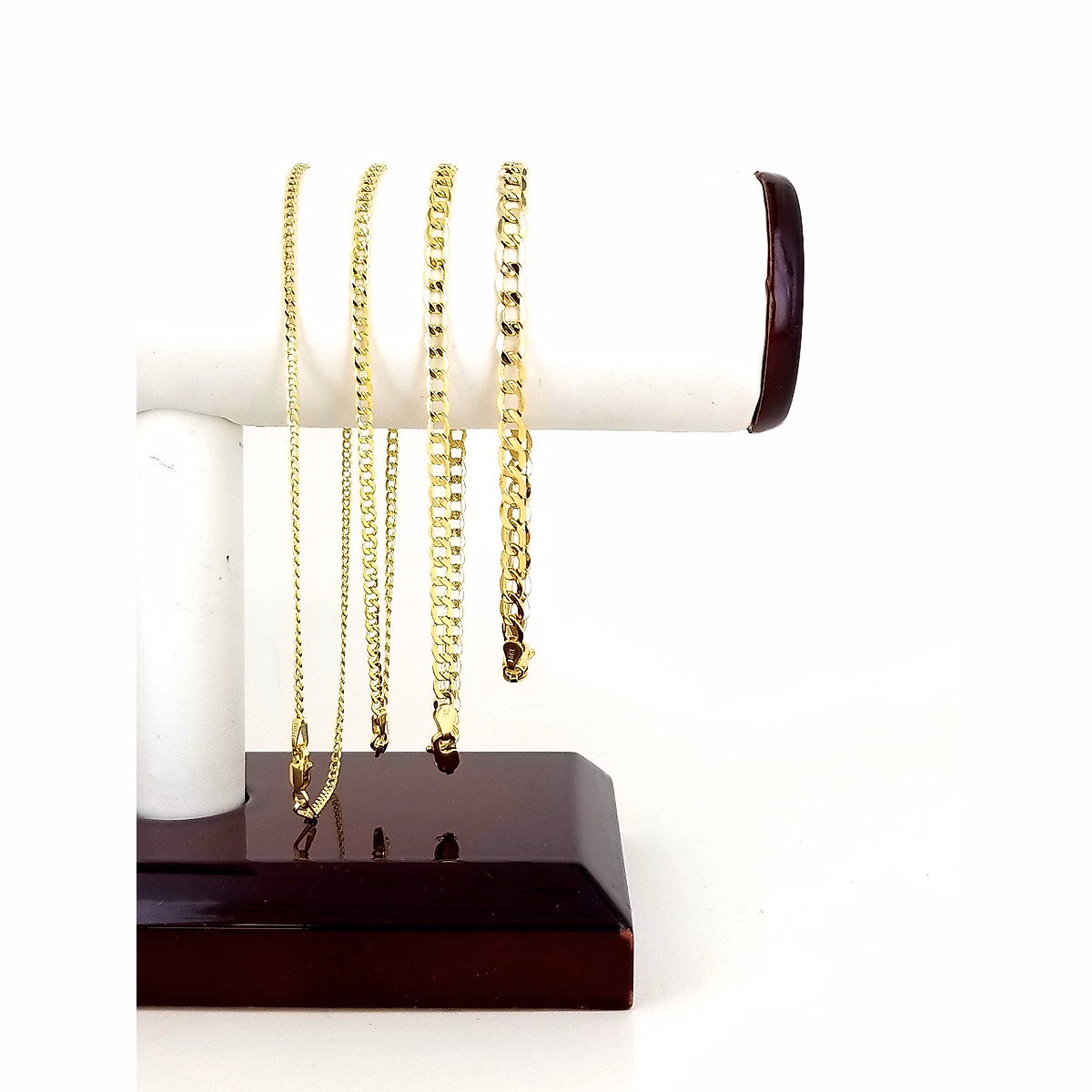 Real 10k Yellow Gold Hollow C-Link Men and Women Bracelet/Anklet 4.5 mm (9)