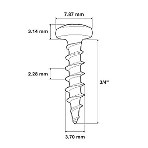 100 Pack Rok Hardware #8 x 3/4" Coarse Deep Thread Pan Head Screws Black Phosphate Wood MDF