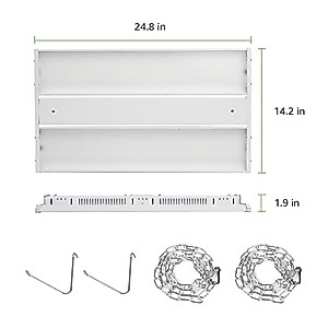 Lepro 2ft Liner High Bay LED Shop Light 220W, 30,800lm, 5000K Daylight, 800W HPS Equivalent, 1-10V Dimmable Commercial Warehouse LED Lighting, 120-277V, 110° Beam, Industrial Ceiling Light Fixture