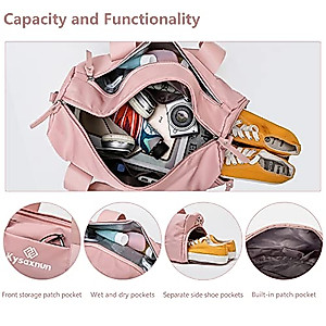 Kysaxnun Small Pink Gym Travel Duffle Bag for Women with Shoe Compartment for Sports Boxing