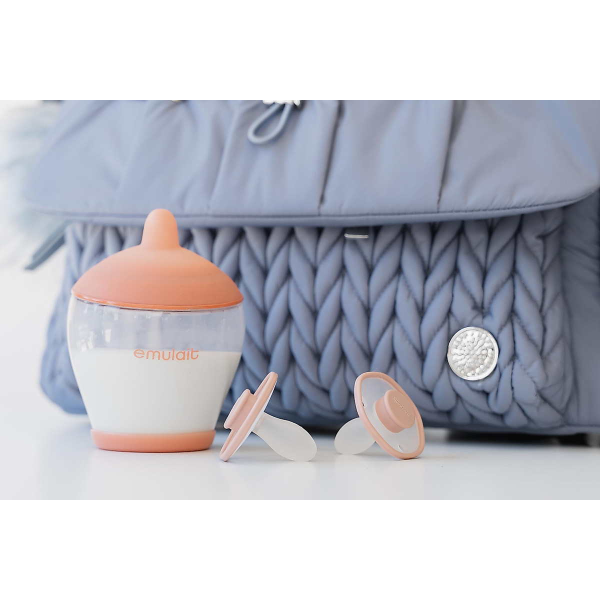 Emulait Baby Bottle Starter Kit Includes 2 Bottles 2 Nipples 2 Caps 2 Lids 3 Flow System Cleaning Brush