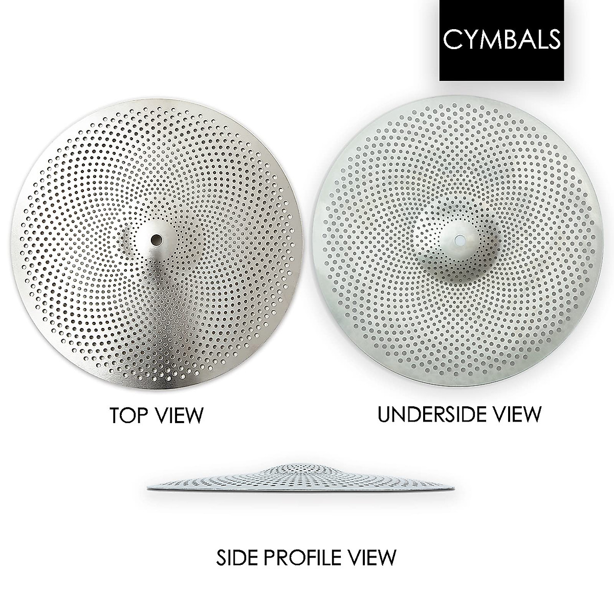 Low Volume Hi Hat Cymbals, 14 inches Practice Hi Hat Cymbal Pair, Quiet HiHat Cymbals (Silver)