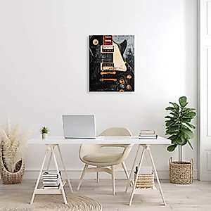 Stupell Industries Vintage Electric Guitar Music Notes Canvas Wall Art, Design by Savannah Miller