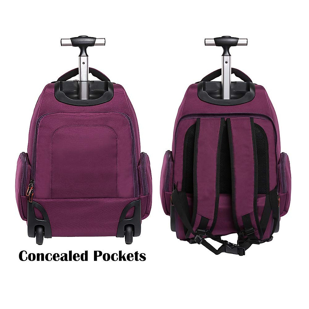 HollyHOME 19 inches Wheeled Rolling Backpack for Men and Women Business Laptop Travel Bag, Upgrade Purple
