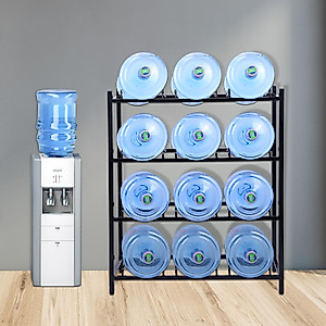 Nuogo 5 Gallon Water Jug Rack 5 Gallon Water Jug Holder Water Jug Holder Stand Heavy Duty Water Bottle Organizer Storage Rack Accessory for Home Room Kitchen(4 Tiers)