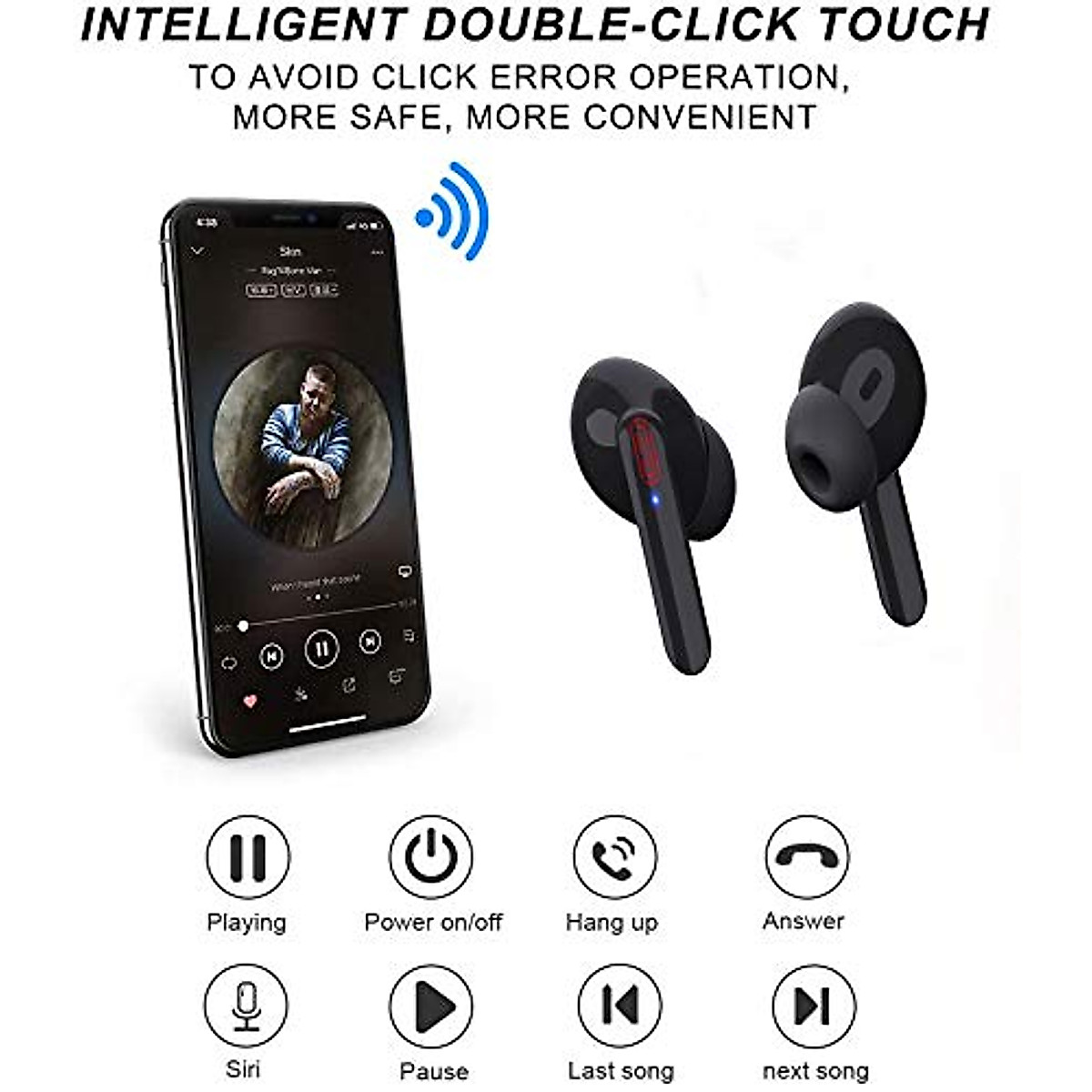 Wireless Earbuds Bluetooth 5.0 Earphones Noise-Canceling Headset with Charging Box,Built-in Microphone Headset 35 Playtime Suitable compatible for Samsung,Android,huawei Earbuds