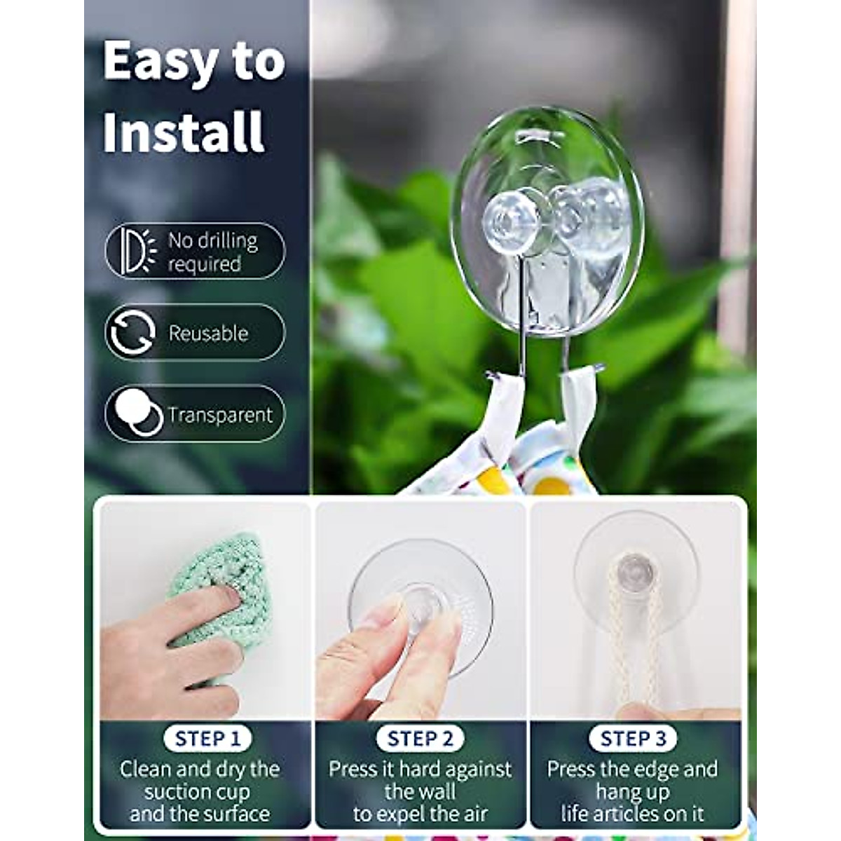 Pawfly 20 Pcs Suction Cups 1.8 Inch Clear Plastic Suction Pads for Home Organization and Decoration Strong Adhesive Sucker Holders for Kitchen Bathroom Window and Glass Door