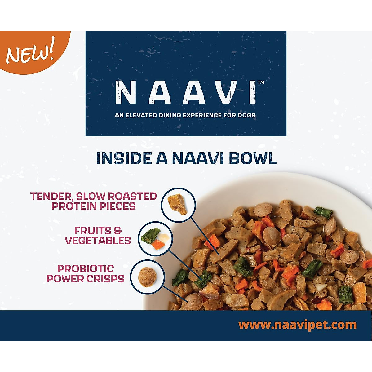 Naavi Slow Roasted Beef Bowl with Ancient Grains, Vegetables & Fruits, Premium Dog Food Topper for Adult Dogs - 6oz (2pack)