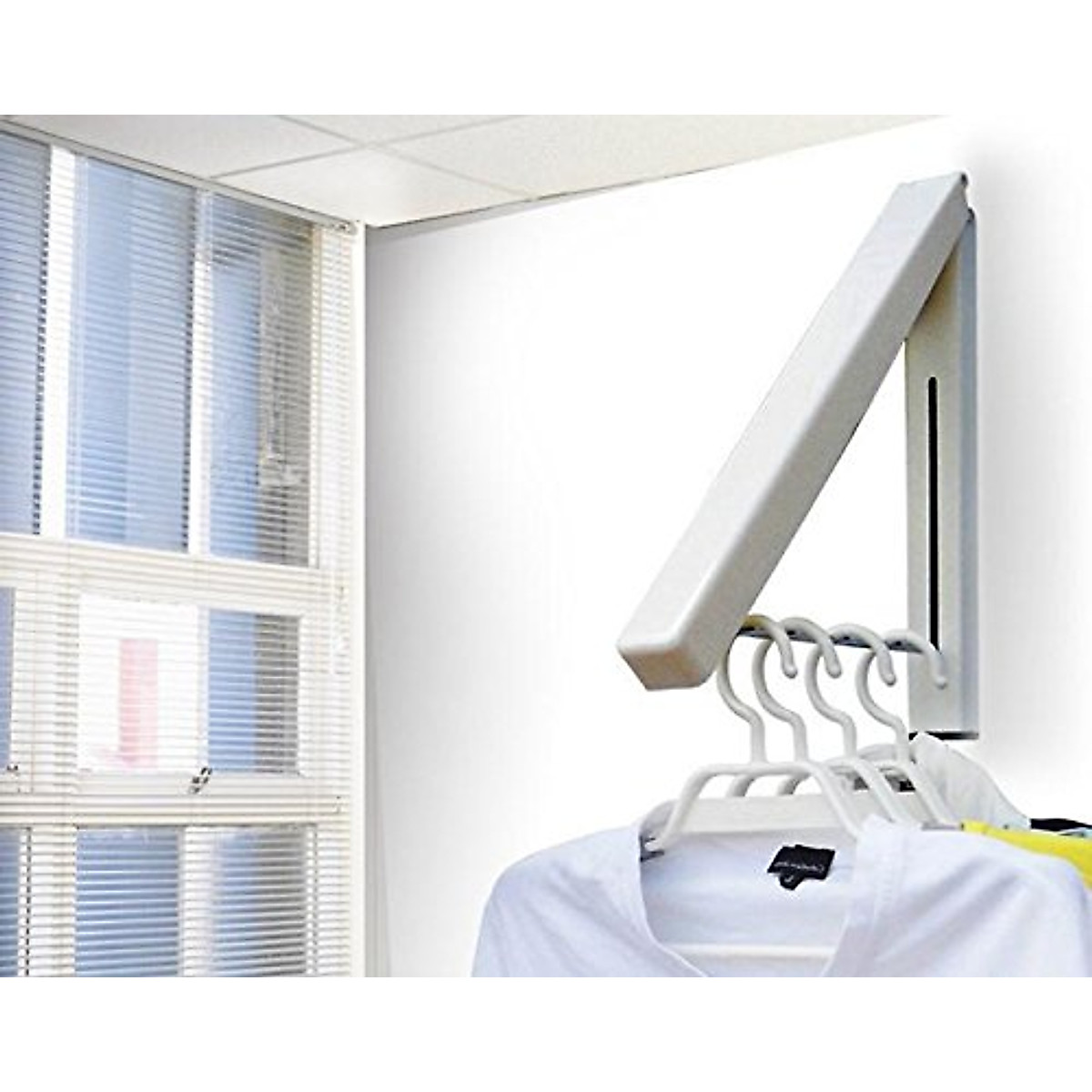 KK5 Clothes Hanger - Folding Retractable Clothes Racks| Wall Mounted Clothes Drying Rack| Home Storage Organiser Space Savers for Living Room/Bathroom/Bedroom/Office, Easy Installation - 1 Kit