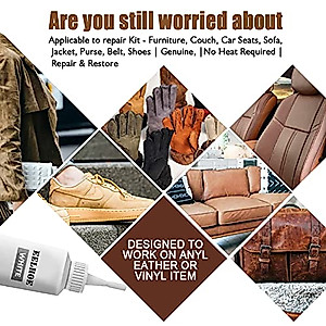 2Pcs Advanced Leather Repair Gel, Car Seat Leather Cracks Repair Paste, Leather and Vinyl Repair Kit (Grey)