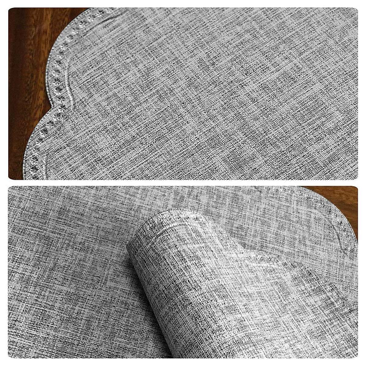 Kreatur Round Waterproof Placemats for Dining Table Set of 6,Modern PU Leather Washable Table Mats Non-Slip Easy to Clean for Home Kitchen Decor