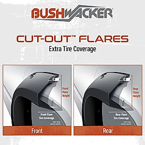 Bushwacker Cutout Pocket/Rivet Style Front Fender Flares | 2-Piece Set, Black, Textured Finish | 20001-07 | Fits 1966-1977 Ford Bronco