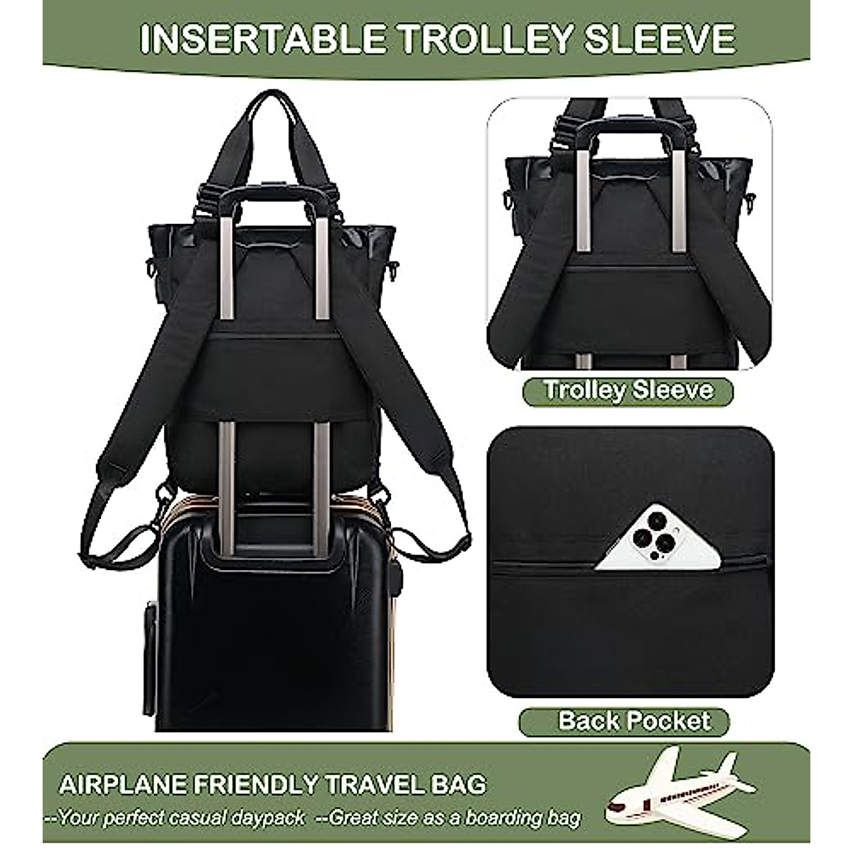 BASICPOWER Backpack Purse for Women Convertible Laptop Tote Work Bag Nurse Teacher Bag for Travel