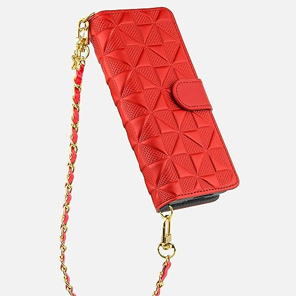 Qoosan Genuine Leather Designed for Samsung Galaxy Z Fold 5 Wallet Case (2023) Hinge Protection 360 Cover Flip Phone Case with Card Holder Strap, Red